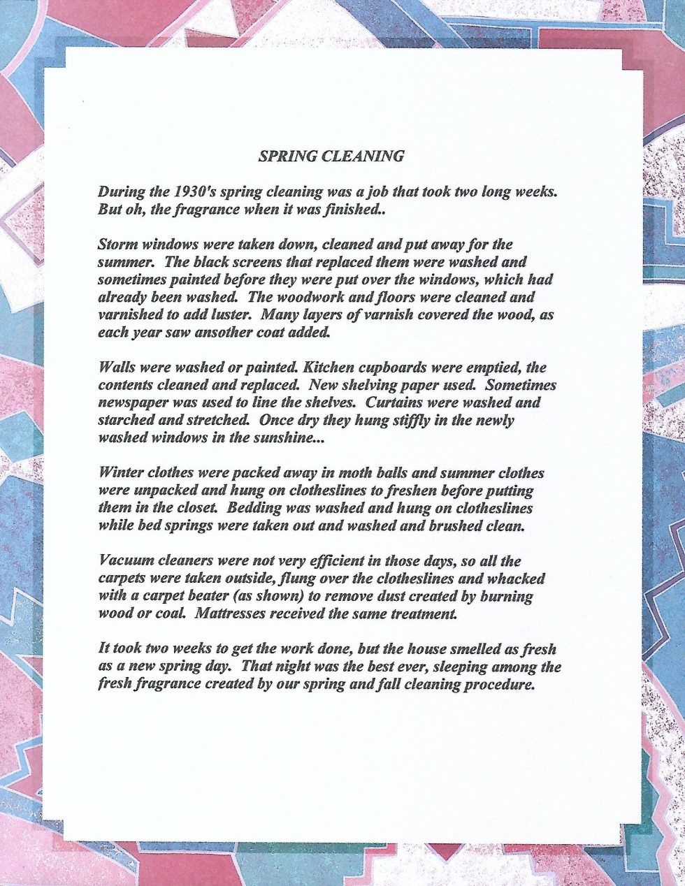 Spring cleaning in the 1930's - Pequot Lakes Historical Society
